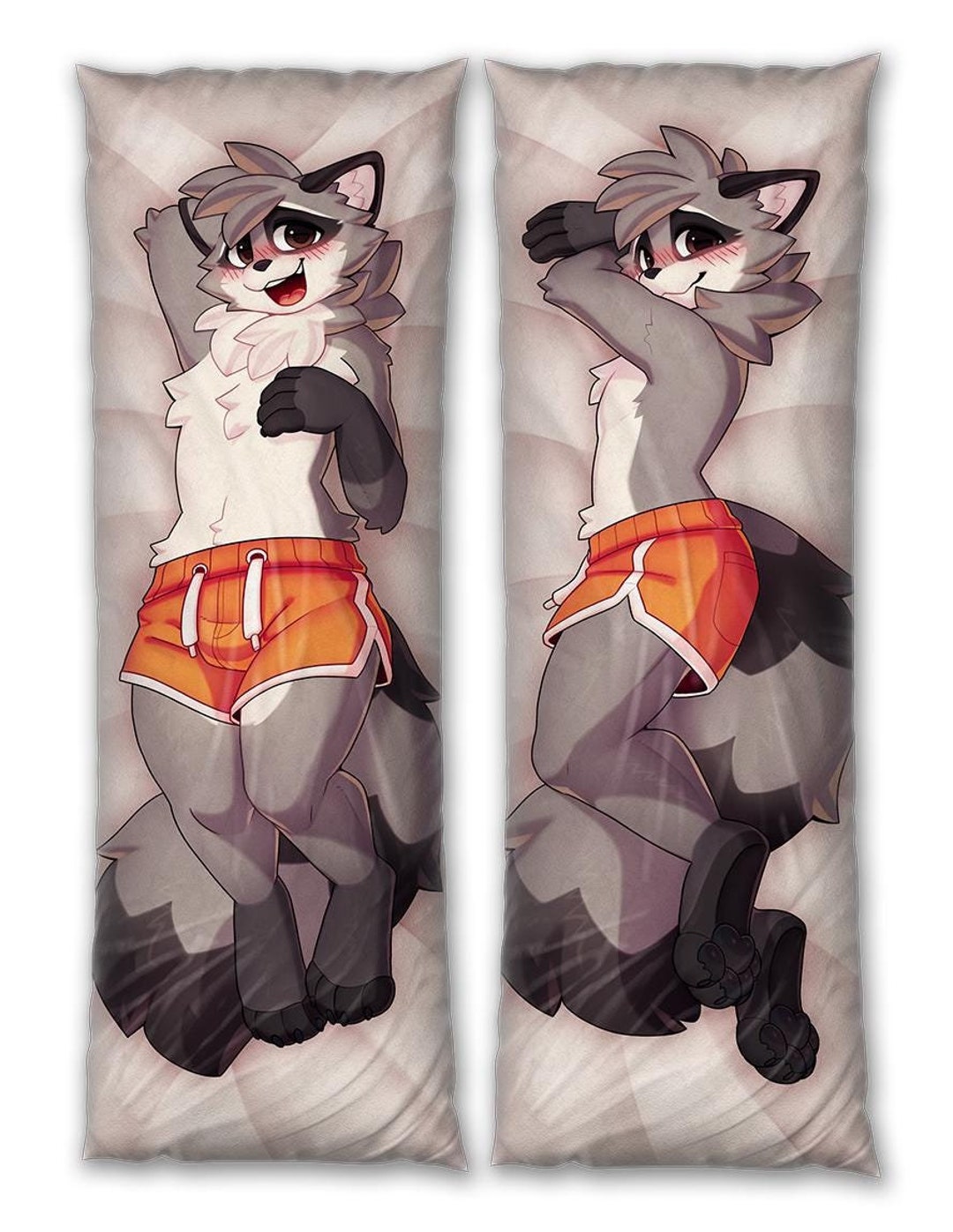 Daki Sam- Art by Dont_jinxit - the Femboy Gray Raccoon Dakimakura Furry Body Pillow Cover - Etsy