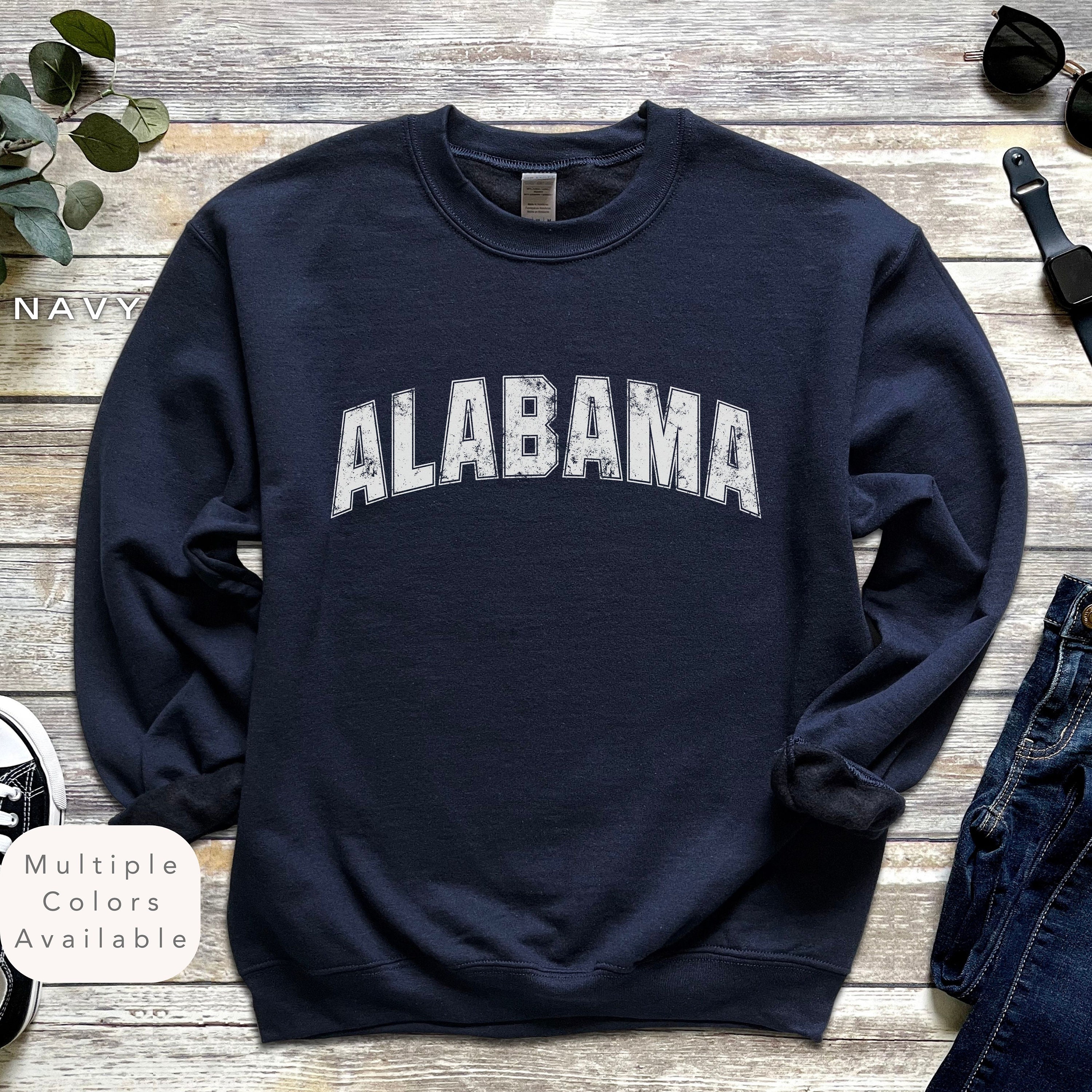 Distressed Collegiate Alabama Sweatshirt, Trendy Retro Alabama Crewneck ...