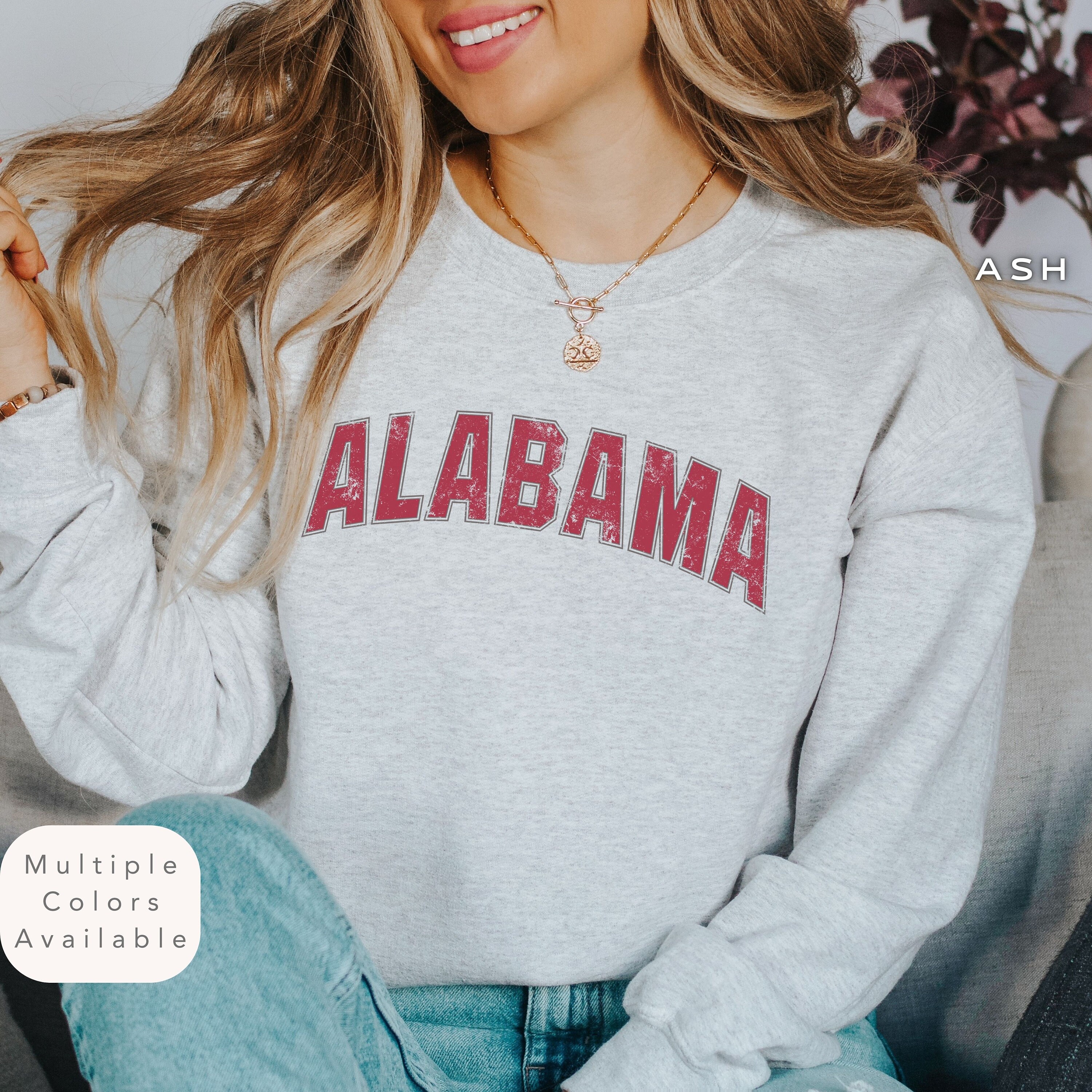 Distressed Collegiate Alabama Sweatshirt, Trendy Retro Alabama Crewneck ...