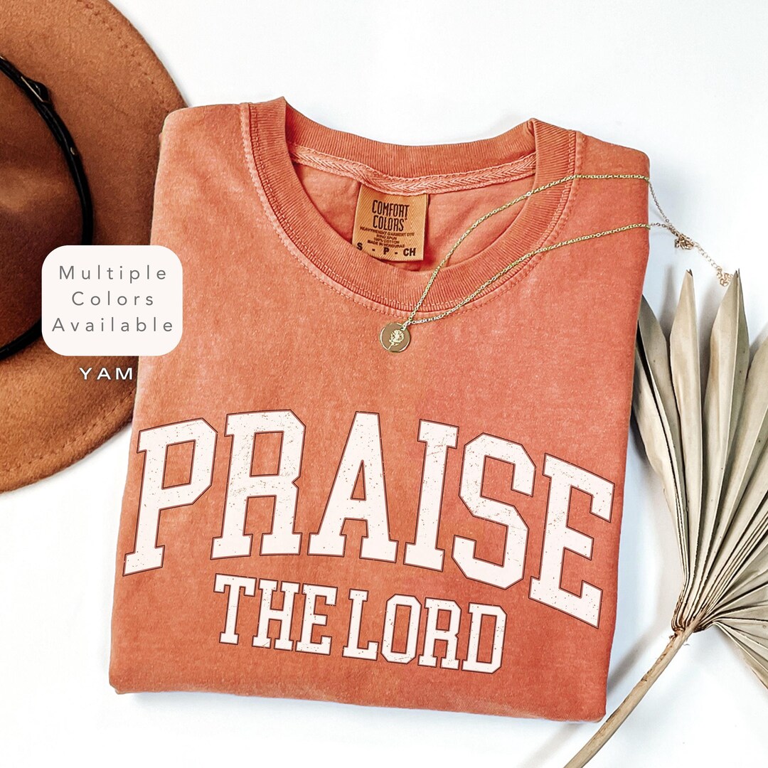 Comfort Colors Praise the Lord Christian Tshirt, Varsity Aesthetic ...