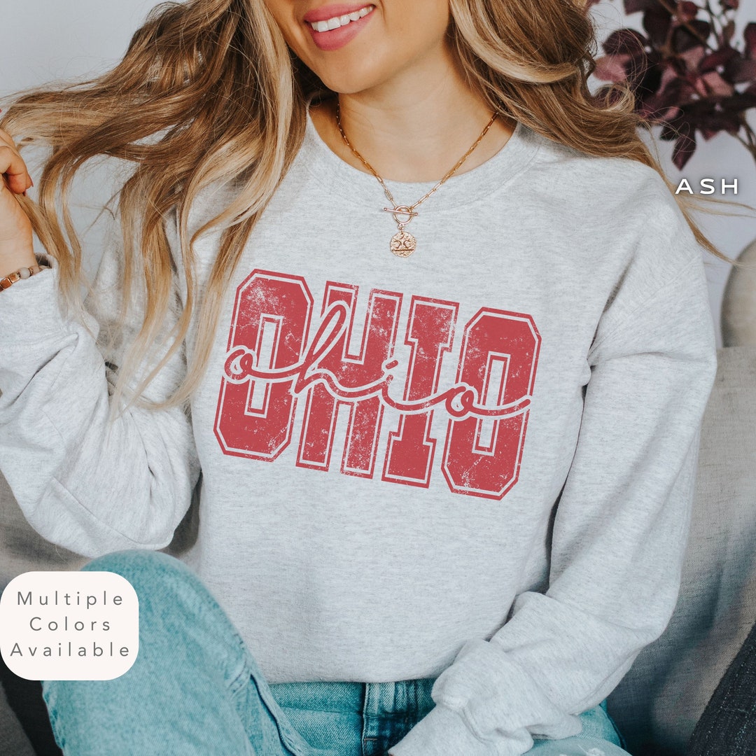 Distressed Ohio Sweatshirt, Trendy Retro Ohio Shirt, Varsity Aesthetic ...