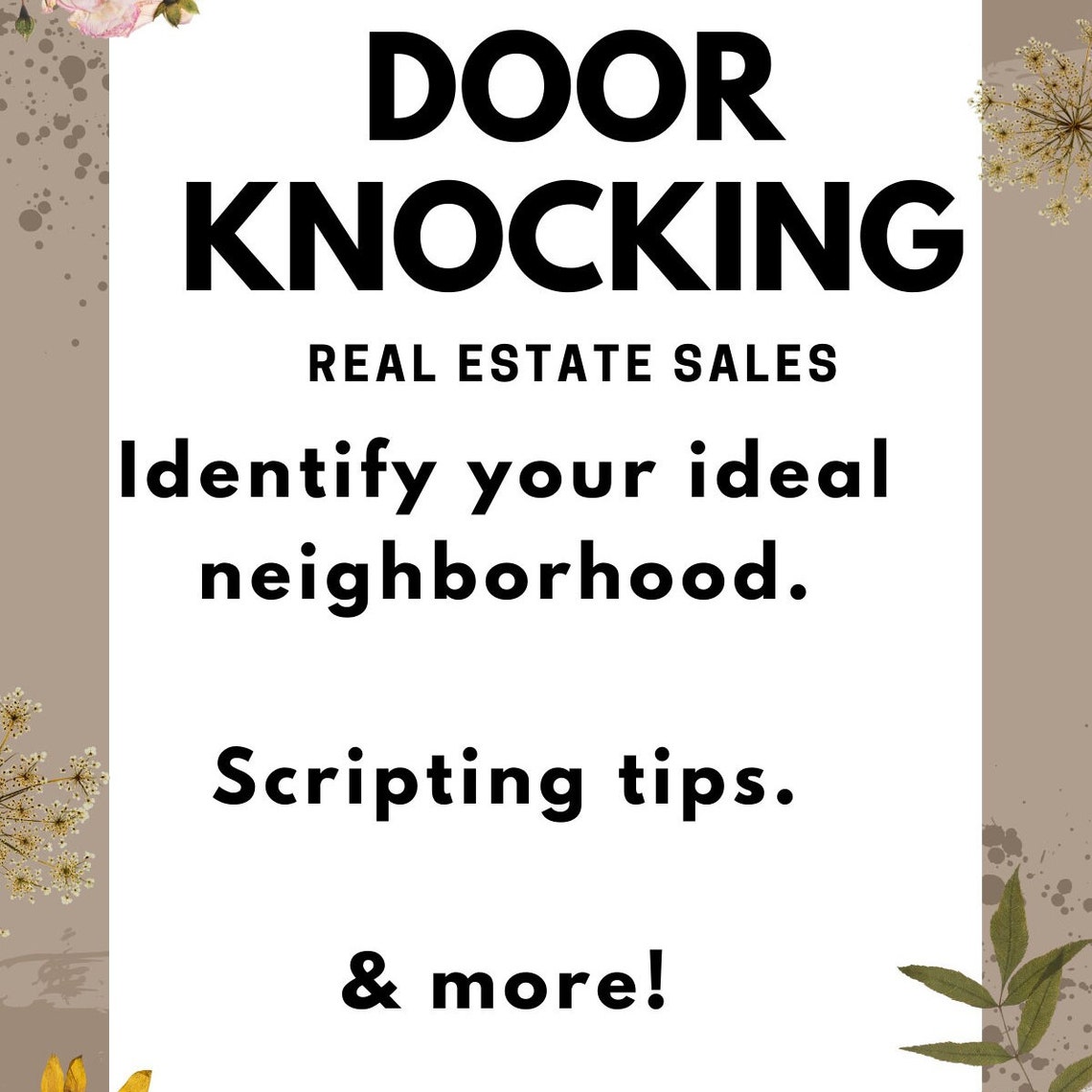 Real Estate Door Knocking Guide Digital Download PNG | Real Estate ...