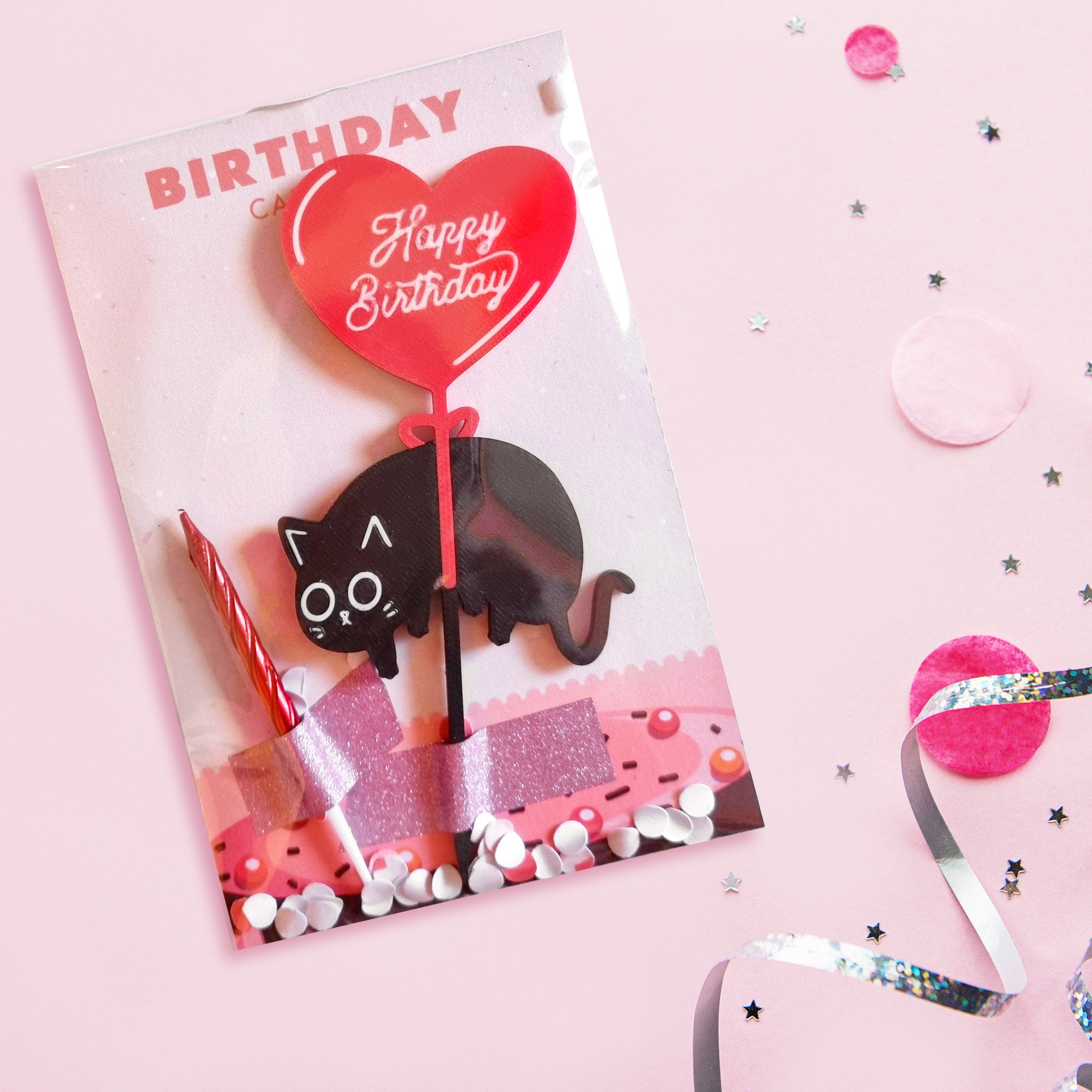 Black Cat Cake Topper Birthday | 3d Cat Birthday Cake Topper | Cat ...
