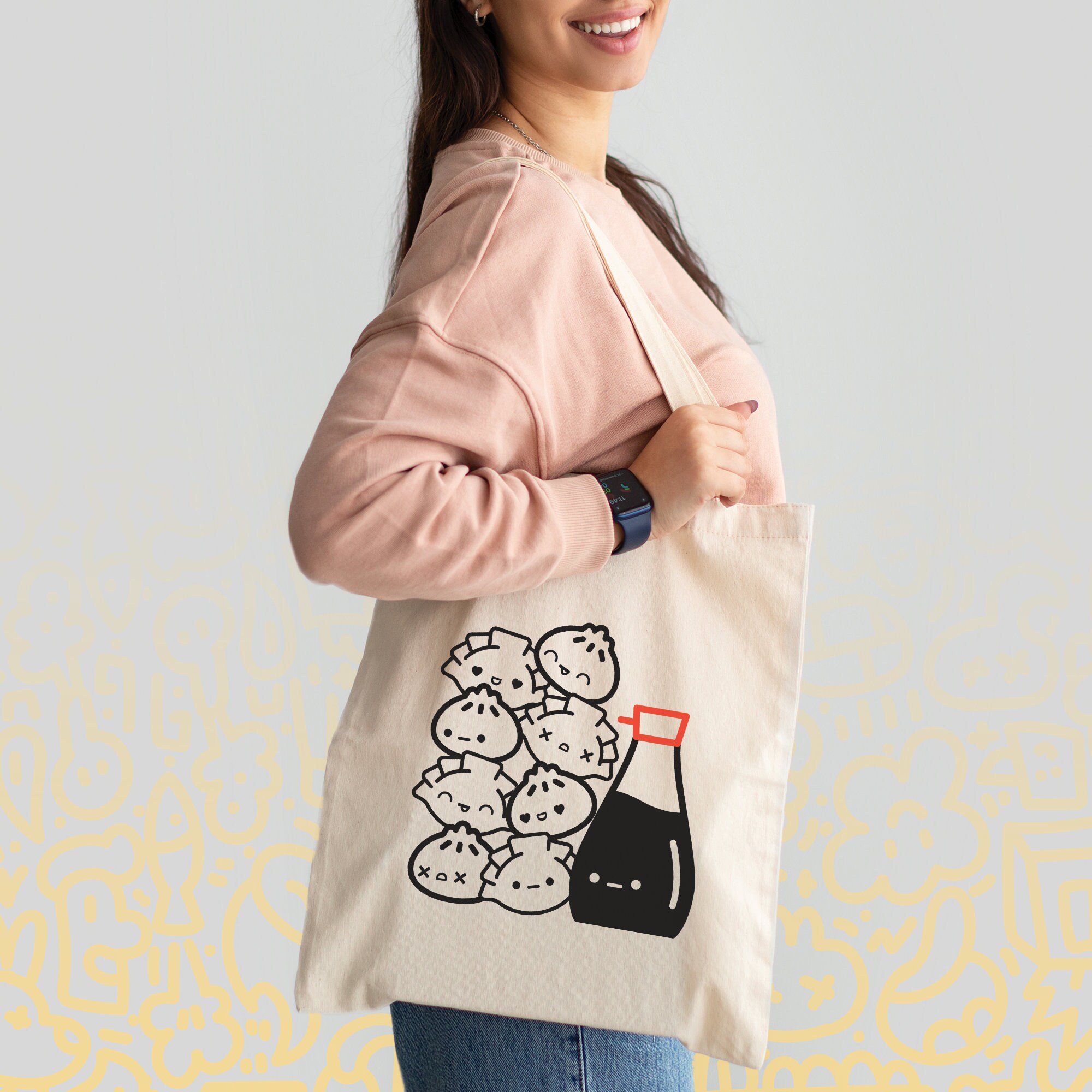 Cute Dumpling Tote Bag Cute Gyoza Bag Dumpling Grocery & Art Bag ...
