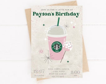 Starbucks Theme Birthday Party Invitation - Etsy