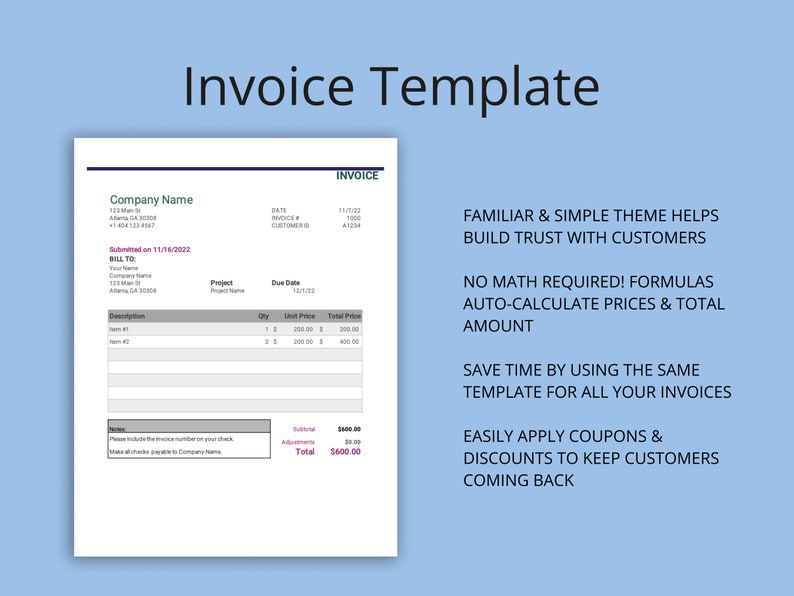 Invoice & Receipt Templates for Microsoft Excel/google Sheets ...