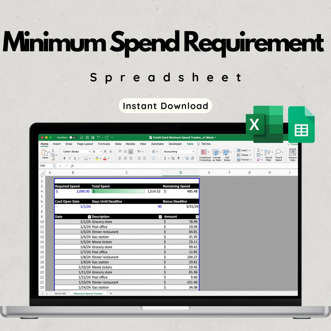 Credit Card Minimum Spend Requirement Tracker - Credit Card Points ...