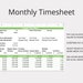 Timesheet Template for Microsoft Excel & Google Sheets green Track ...