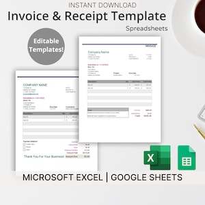 Invoice & Receipt Templates for Microsoft Excel/google Sheets ...