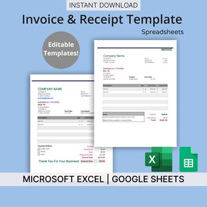 Invoice & Receipt Templates for Microsoft Excel/google Sheets ...