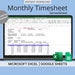 Monthly Timesheet Template for Microsoft Excel & Google Sheets pink ...