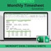 Timesheet Template for Microsoft Excel & Google Sheets green Track ...
