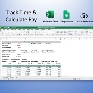 Monthly Timesheet Template for Microsoft Excel & Google Sheets dark ...