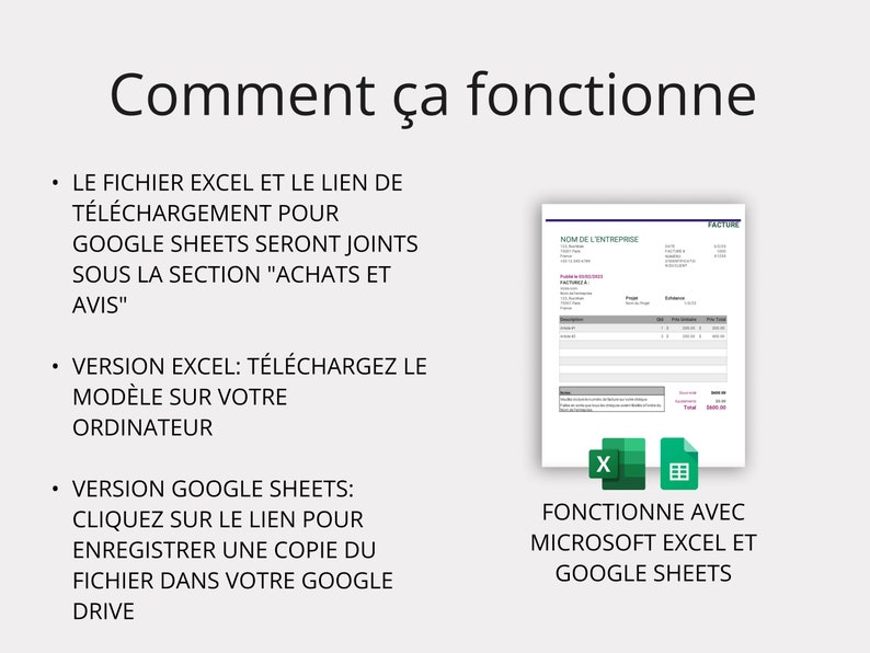Modèle De Facture Pour Microsoft Excel Et Google Sheets - Modèle Facile ...