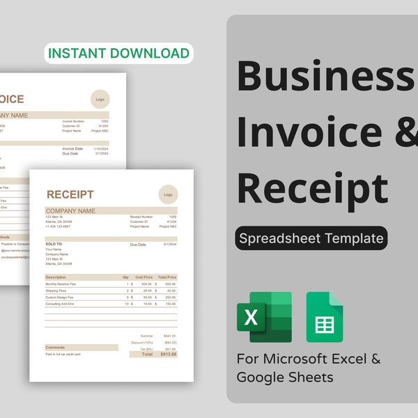 Invoice Template Microsoft - Etsy