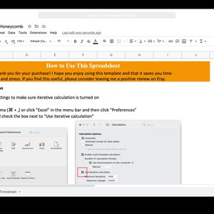 Monthly Timesheet Template for Microsoft Excel & Google Sheets - Etsy