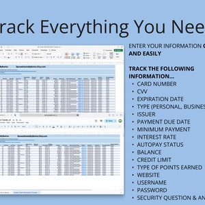 Credit Card Information Spreadsheet - Microsoft Excel & Google Sheets ...
