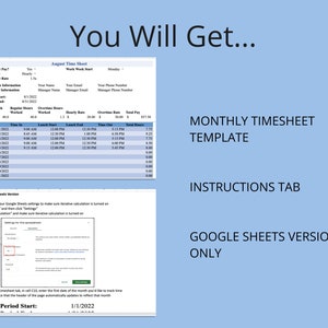 Monthly Timesheet Template for Google Sheets blue Track Hours Worked ...
