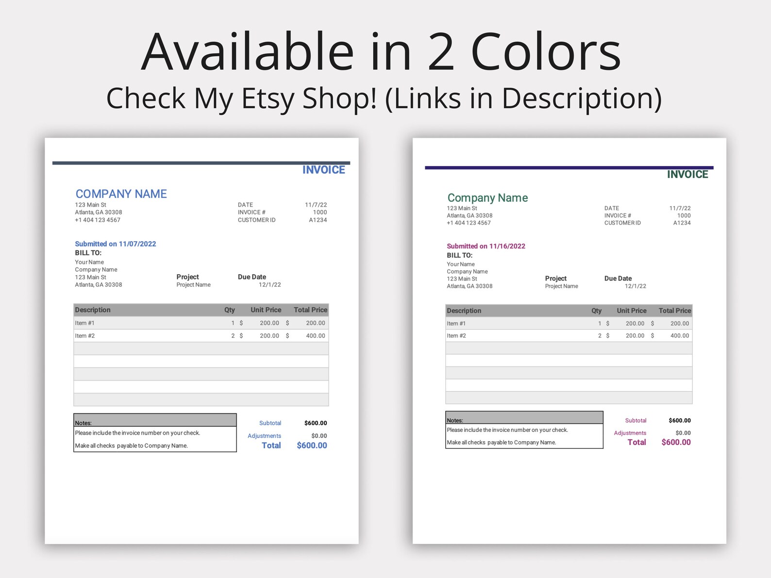 Invoice & Receipt Templates for Microsoft Excel/google Sheets ...