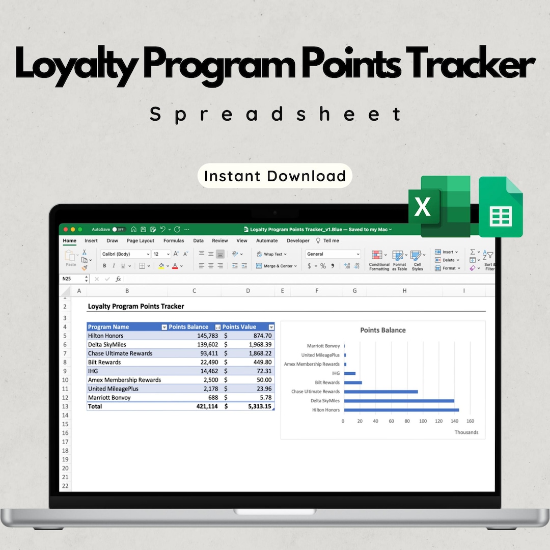 Loyalty Program Points Tracker, Travel Hacking Spreadsheet, Airline ...