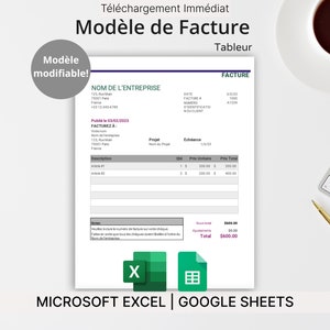 Modèle De Facture Pour Microsoft Excel Et Google Sheets - Modèle Facile ...