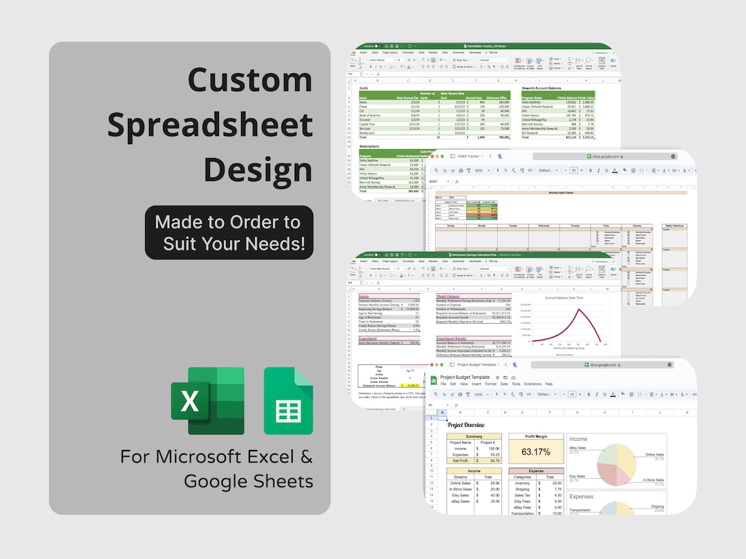 Custom Spreadsheet for Microsoft Excel - Personalized Spreadsheet ...