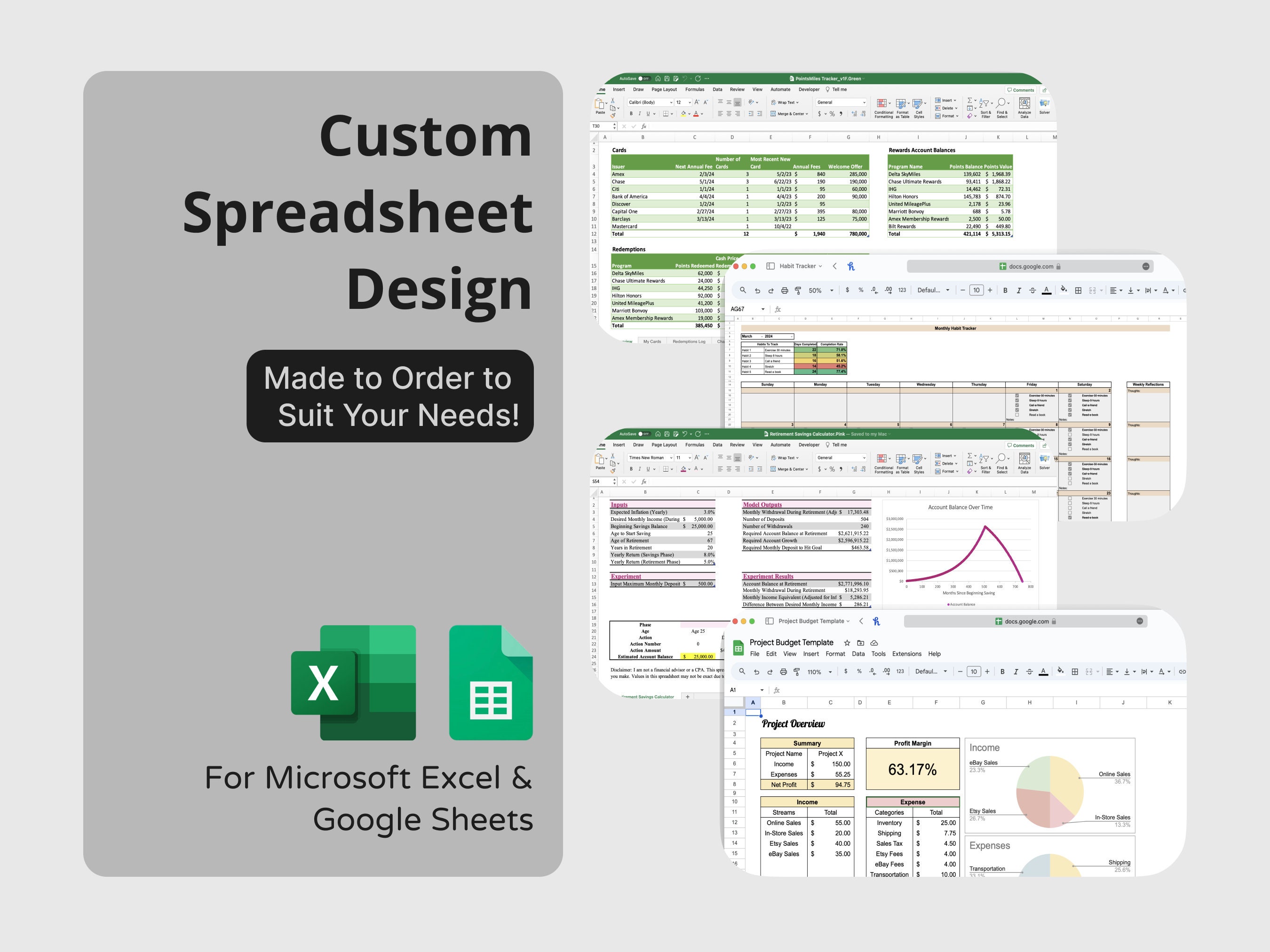 Custom Spreadsheet for Microsoft Excel - Personalized Spreadsheet ...