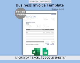 Microsoft Excel Invoice Template Basic User Friendly Small Business Use ...