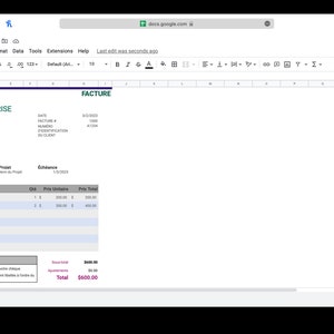 Modèle De Facture Pour Microsoft Excel Et Google Sheets - Modèle Facile ...
