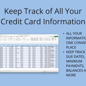 Credit Card Information Spreadsheet - Microsoft Excel & Google Sheets ...