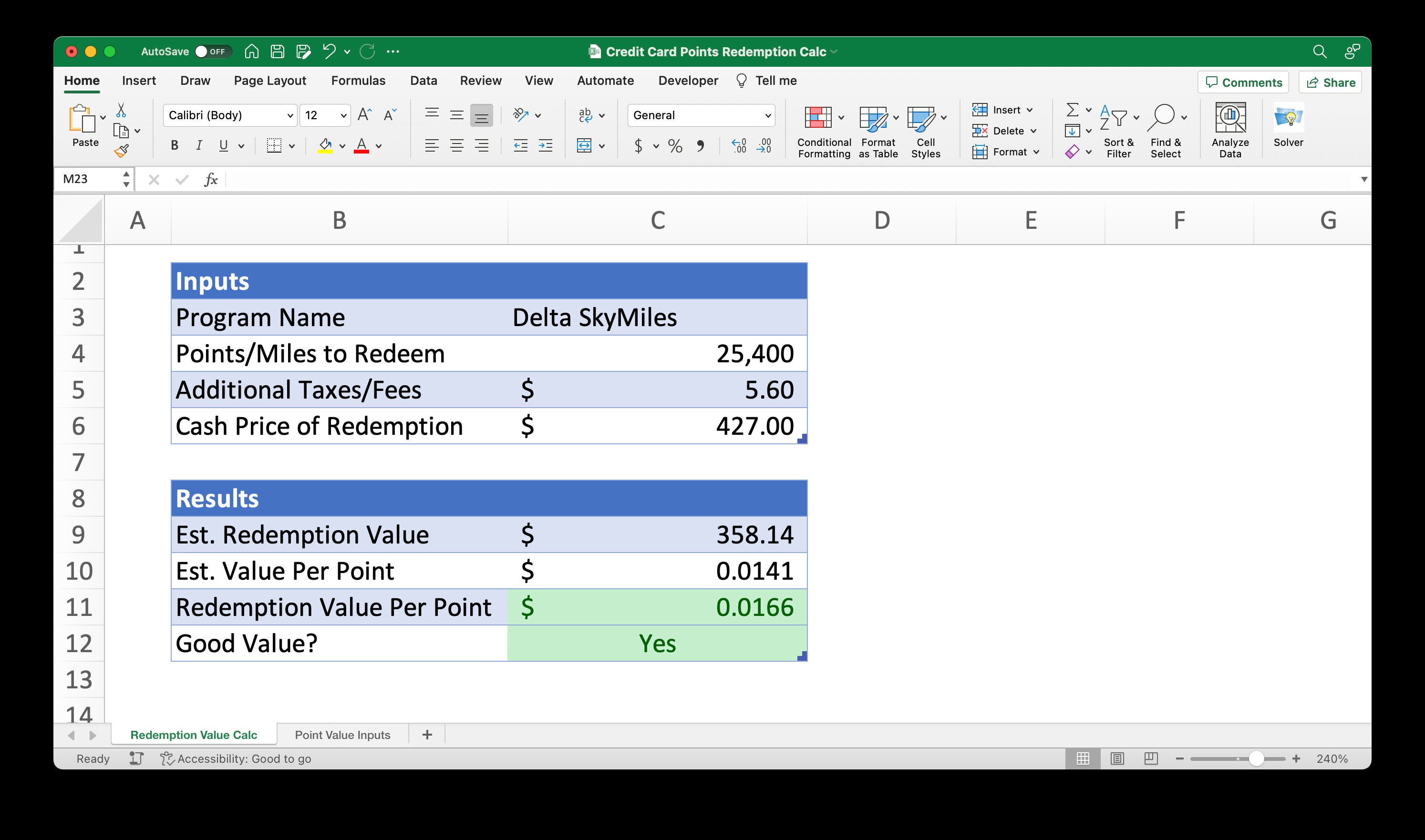 Credit Card Points Redemption Calculator Travel Hacking - Etsy