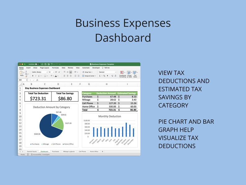 Business Expense Tracker Spreadsheet (2026) - Expenses, Mileage Log ...
