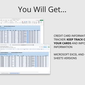 Credit Card Information Spreadsheet - Microsoft Excel & Google Sheets ...