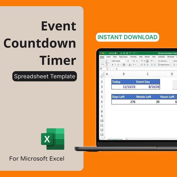 Excel Countdown - Etsy