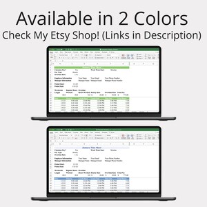 Monthly Timesheet Template for Microsoft Excel & Google Sheets (green ...