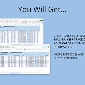 Credit Card Information Spreadsheet - Microsoft Excel & Google Sheets ...