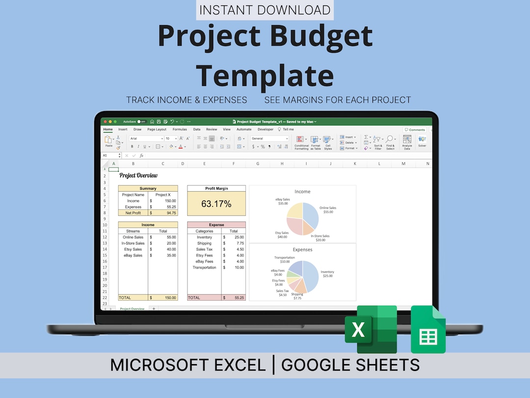 Project Budget Template! Microsoft Excel/google Sheets Compatible ...