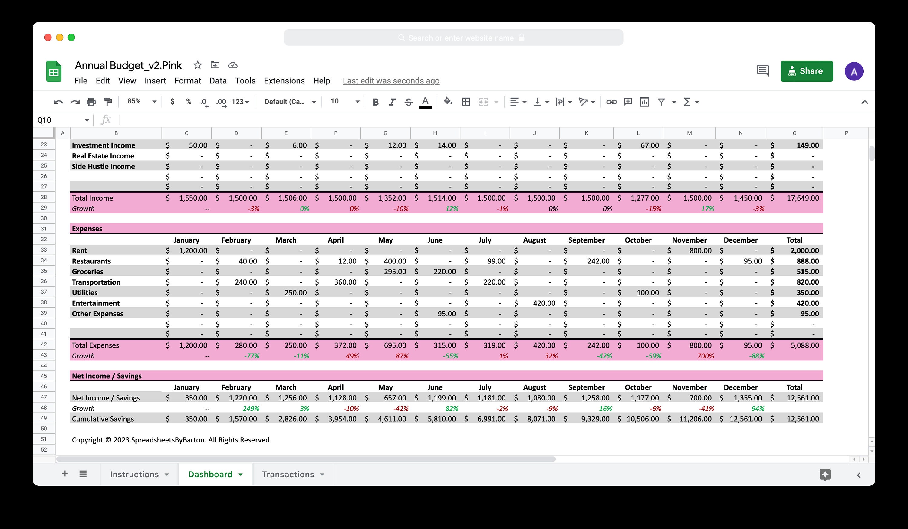 Budget Spreadsheet for Microsoft Excel & Google Sheets pink - Etsy