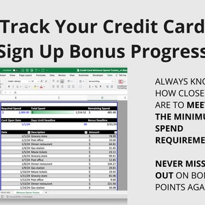 Credit Card Minimum Spend Requirement Tracker - Credit Card Points ...