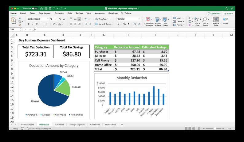 Expense Tracker Spreadsheet Template 2024 Expenses, Mileage Log, Cell ...