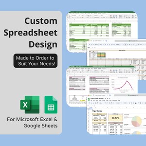 Custom Spreadsheet for Microsoft Excel - Personalized Spreadsheet ...