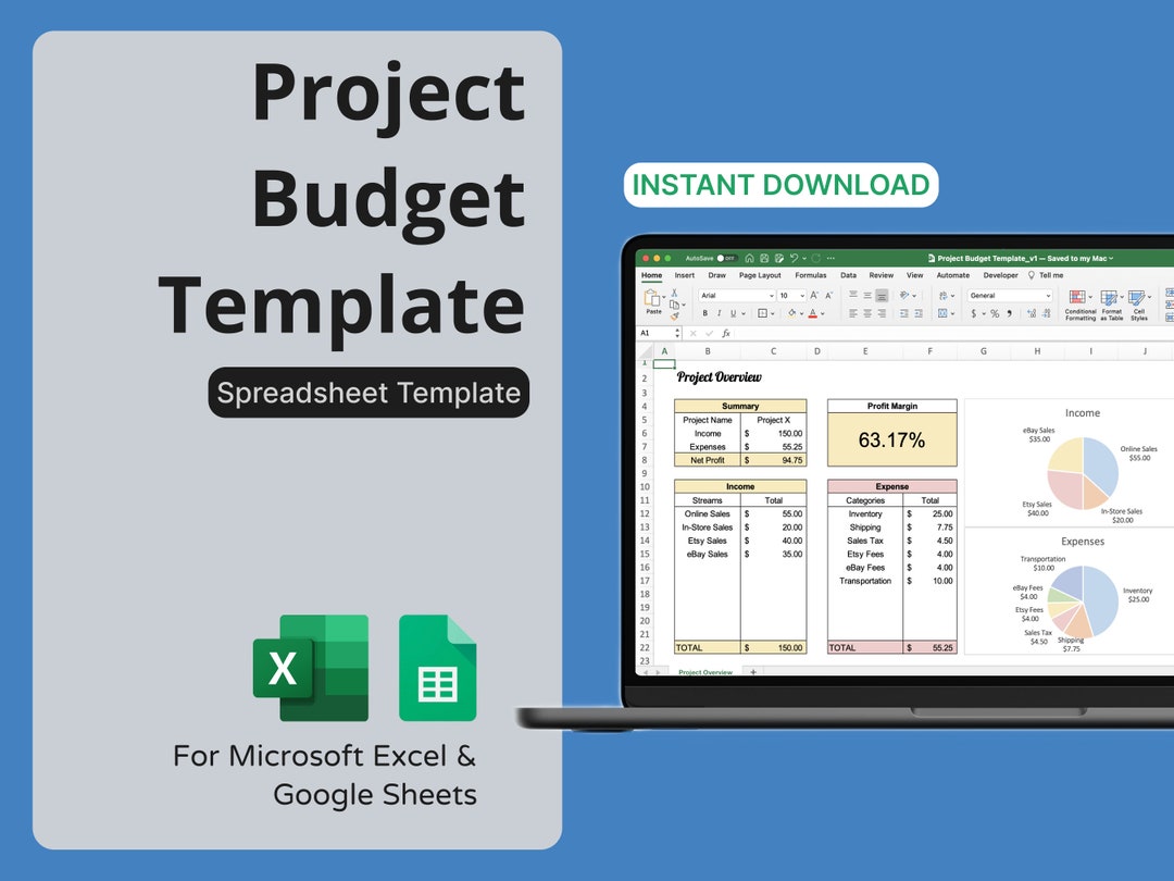 Project Budget Template! Microsoft Excel/google Sheets Compatible ...