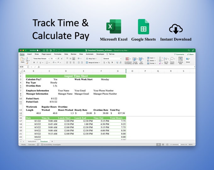 Custom Spreadsheet for Microsoft Excel - Personalized Spreadsheet ...