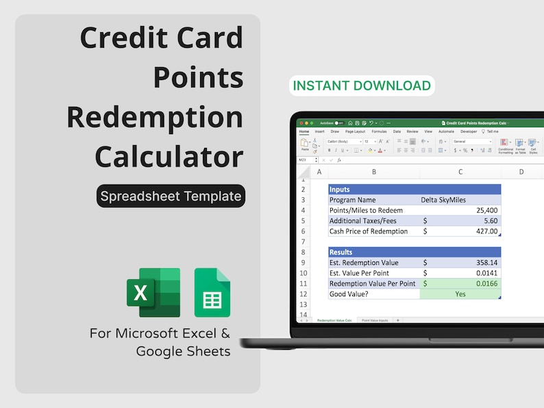 Credit Card Points Redemption Calculator - Travel Hacking Spreadsheet ...