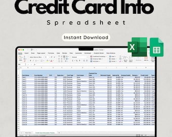 Credit Card Information Spreadsheet - Microsoft Excel & Google Sheets ...