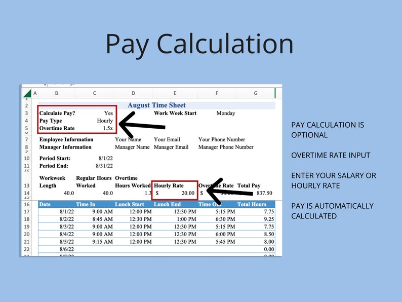 Invoice & Timesheet Templates for Microsoft Excel/google Sheets ...