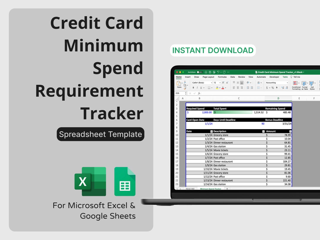 Credit Card Minimum Spend Requirement Tracker - Credit Card Points ...