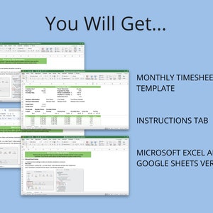 Enhanced Monthly Timesheet Template for Microsoft Excel & Google Sheets ...