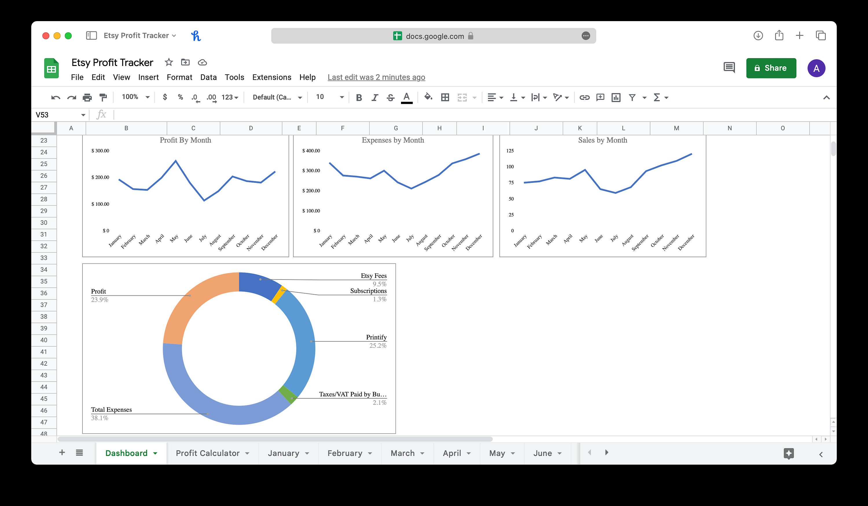 Etsy Profit Tracker Spreadsheet Microsoft Excel & Google Sheets Print ...