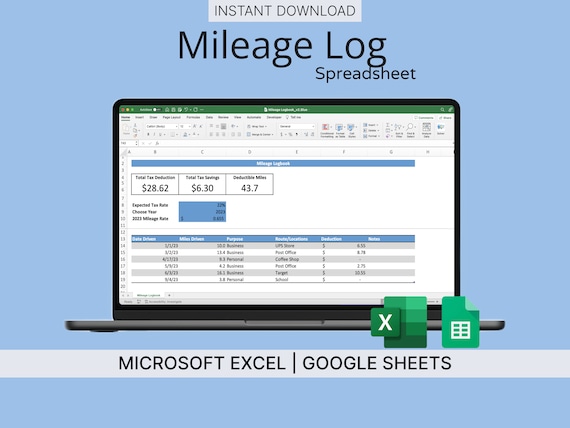 Microsoft Excel Mileage Log Template